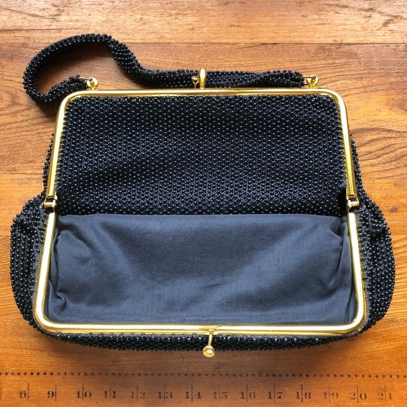 Vintage | Bags | Vintage Corde Bead Navy Kiss Lock Handbag | Poshmark